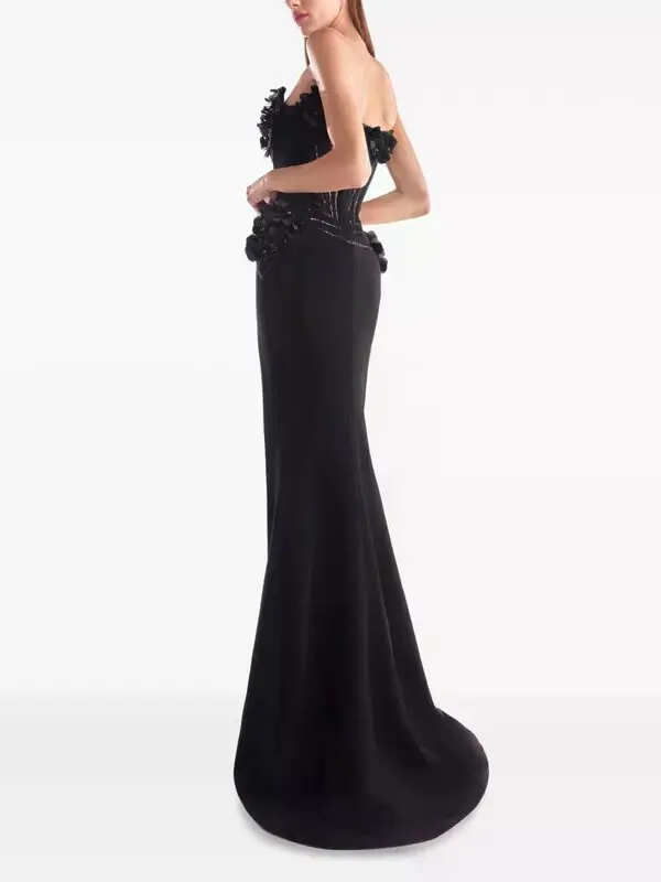 GABY CHARBACHY Sequin-embellished Floral-appliqué Maxi Dress
