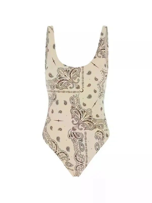 VENUJA Paisley Print Crystal-embellished Swimsuit - Neutrals