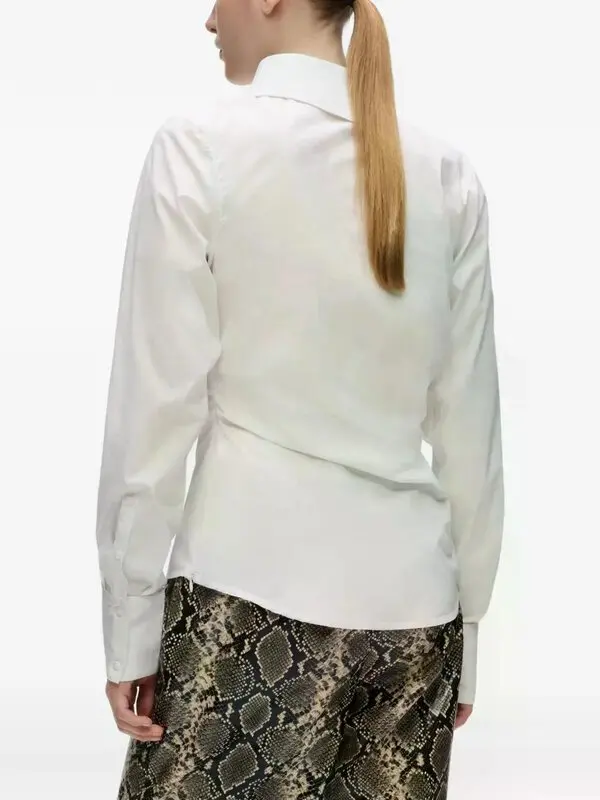 Karl Lagerfeld Asymmetric Gathered Button Shirt - White