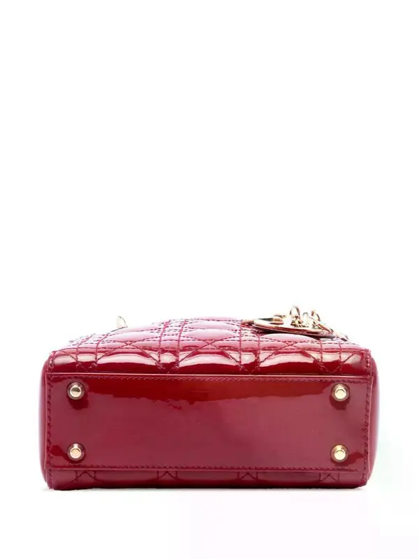 Dior Mini Patent Cannage Lady Satchel - Red