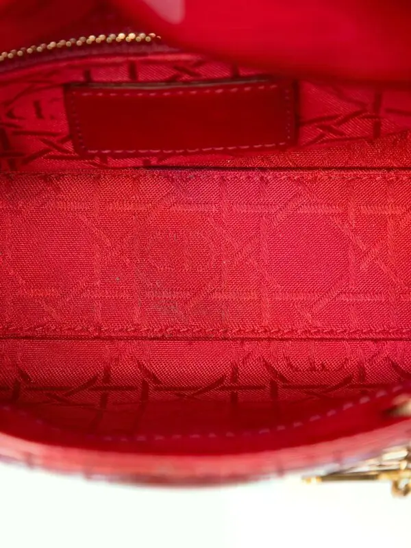 Dior Mini Patent Cannage Lady Satchel - Red