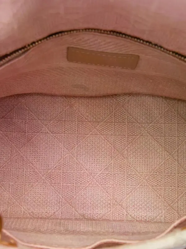 Dior Embroidered Canvas Cannage Lady D Lite Satchel - Pink