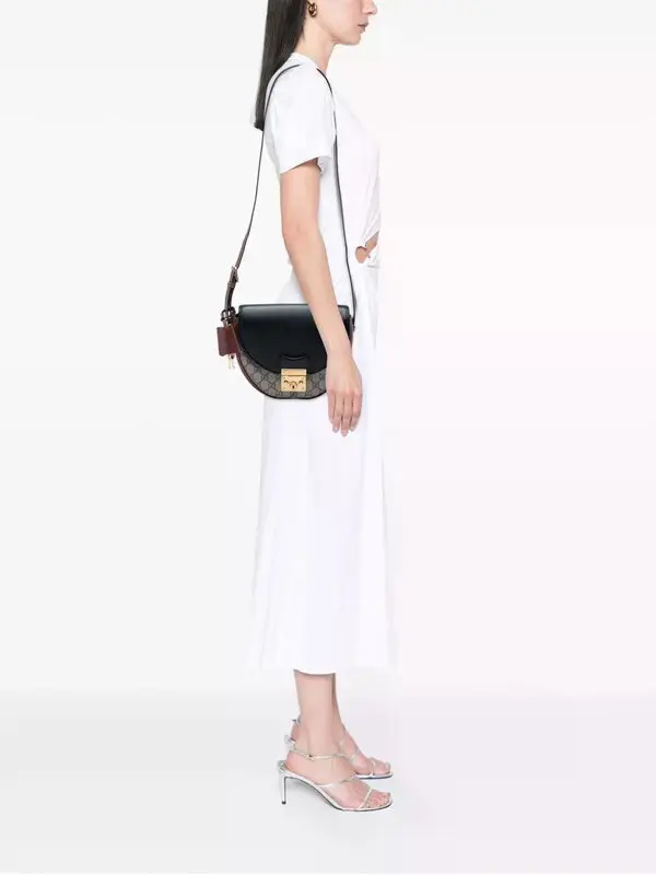 Gucci Gg Supreme Saddle Padlock Crossbody Bag - Neutrals