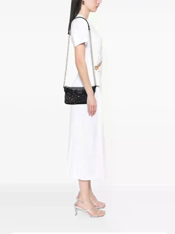 Fendi 2000-2010 Mini Leather Star Studded Chain Crossbody Bag