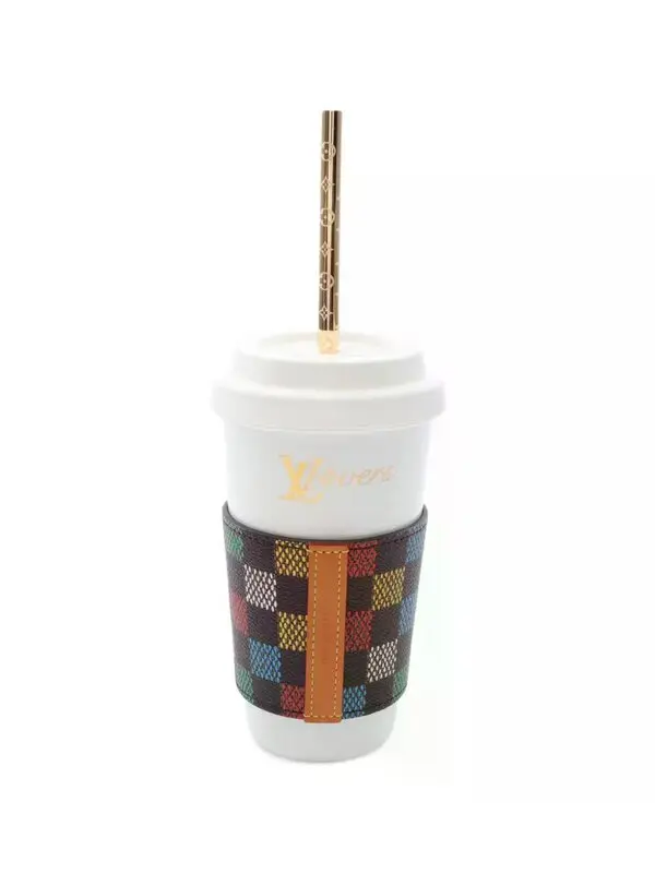 LOUIS VUITTON 2010s Damier Cup And Straw - White
