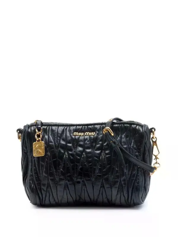 Miu Miu 2010-2026 Matelasse Nappa Lux Charm Shoulder Bag - Black