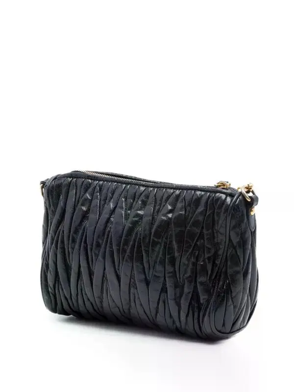 Miu Miu Matelassé Nappa Lux Charm Shoulder Bag - Black