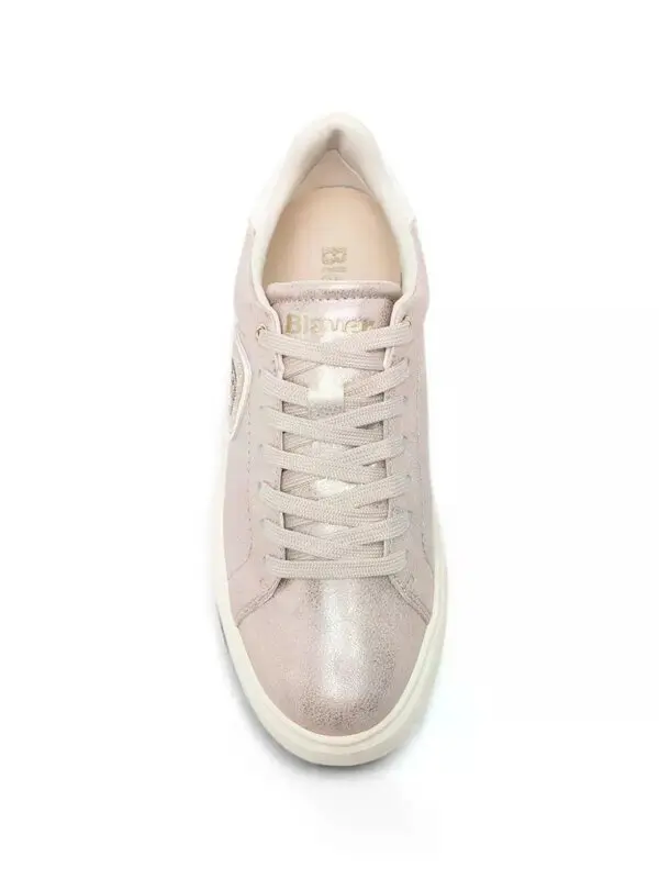 BLAUER. Venus 01 Metallic-effect Logo-patch Leather Sneakers
