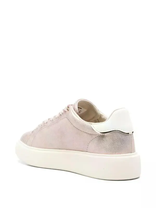 BLAUER. Metallic-effect Leather Sneakers With Logo Patch
