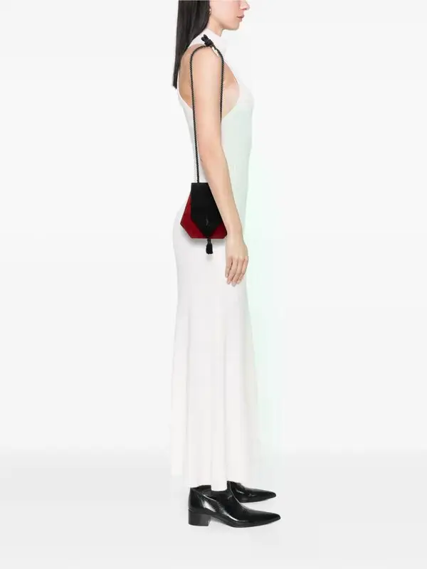 Saint Laurent 20th Century Bicolor Suede Tassel Crossbody Bag - Black