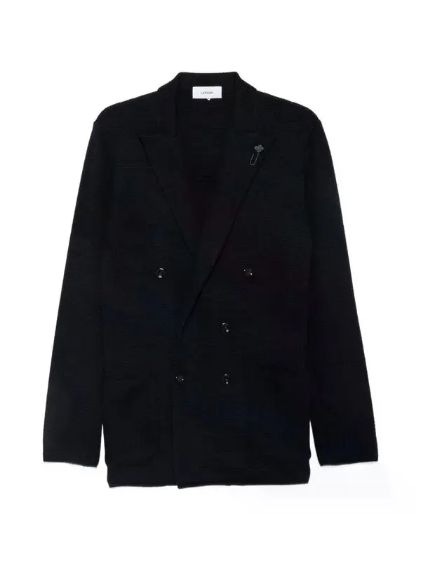 LARDINI Double-breasted Knit Blazer - Blue