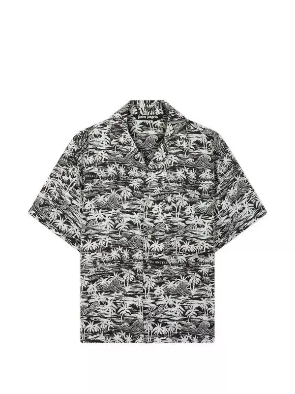 Palm Angels Palm Waves Linen Bowling Shirt