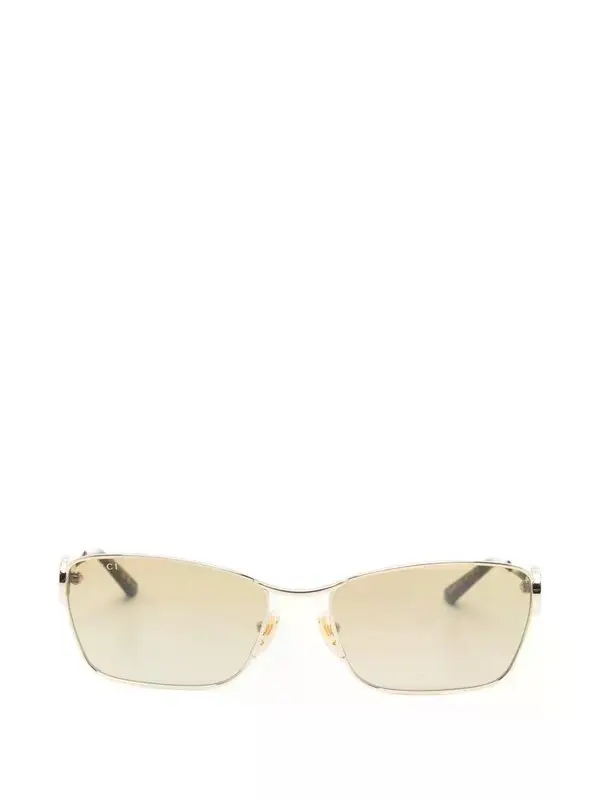 Gucci Gg Logo Rectangle-frame Sunglasses - Gold