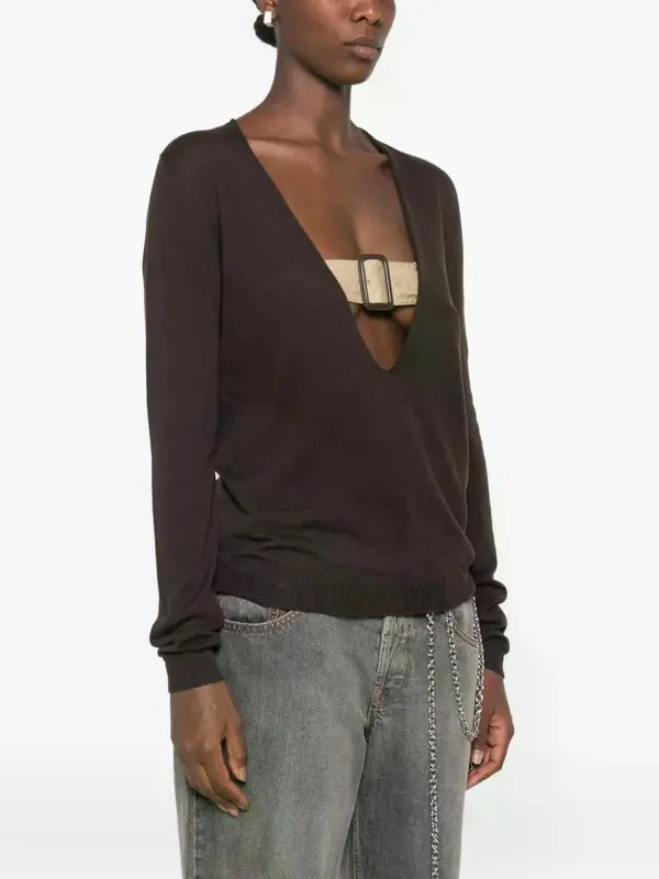 Rick Owens V-neck Sweater - Brown
