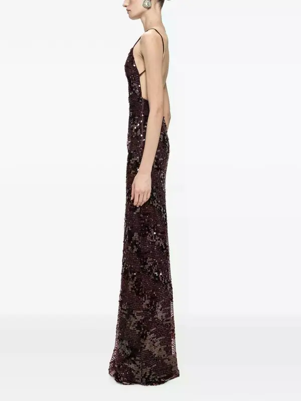 NISSA Sequin Embellished Backless Maxi Dress