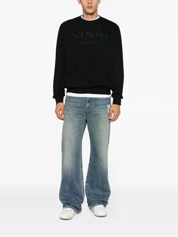 Iceberg Embroidered Logo Crewneck Sweatshirt - Black