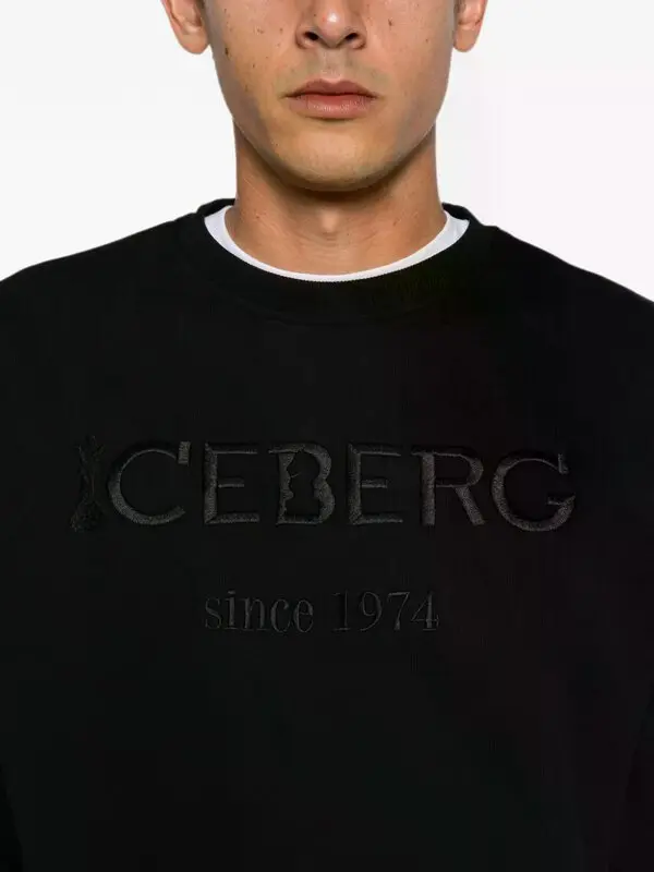 Iceberg Embroidered Logo Crewneck Sweatshirt - Black