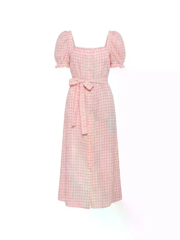 Sleeper Brigitte Gingham-check Linen Maxi Dress