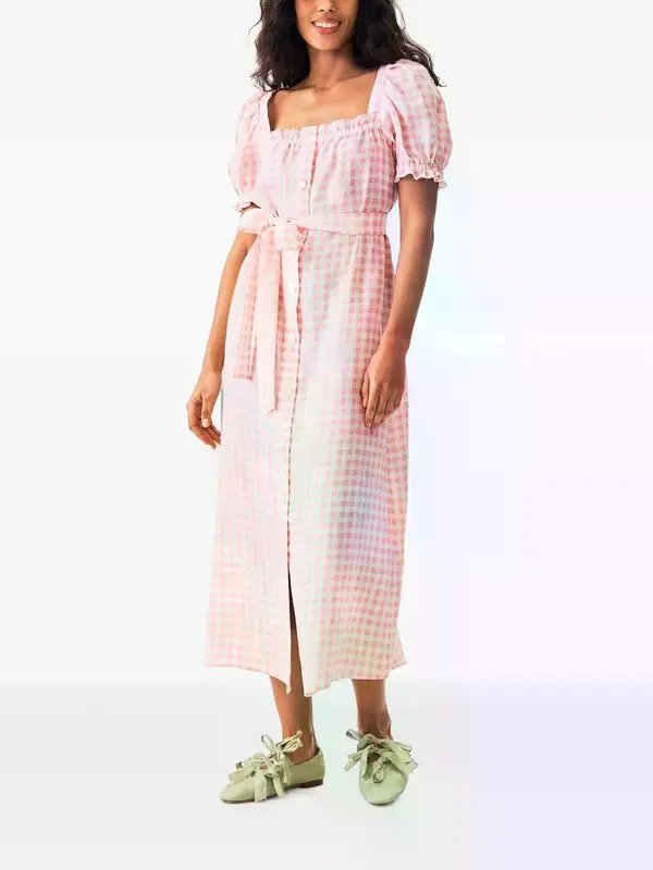 Sleeper Brigitte Gingham-check Linen Maxi Dress