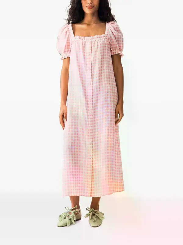Sleeper Brigitte Gingham-check Linen Maxi Dress