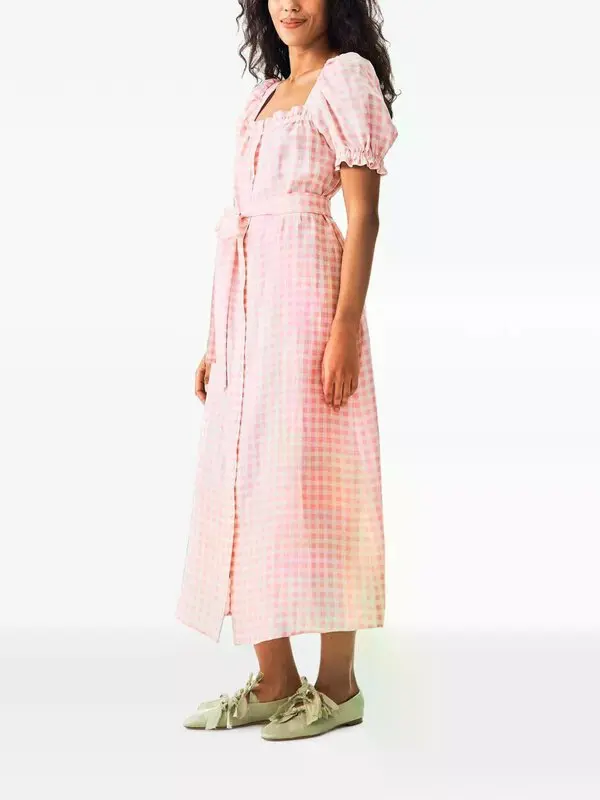 Sleeper Brigitte Gingham-check Linen Maxi Dress
