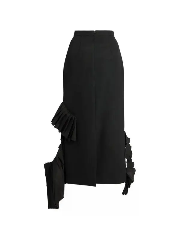 Erdem Ruffled Embroidered Midi Skirt