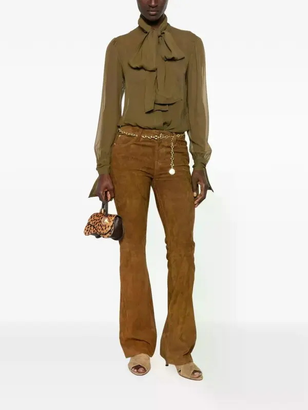 Saint Laurent Long-sleeved Blouse With Front Button Fastening - Green
