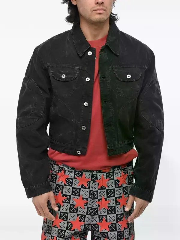 Off-White Garment-dyed Denim Jacket With Rear Zip Detail