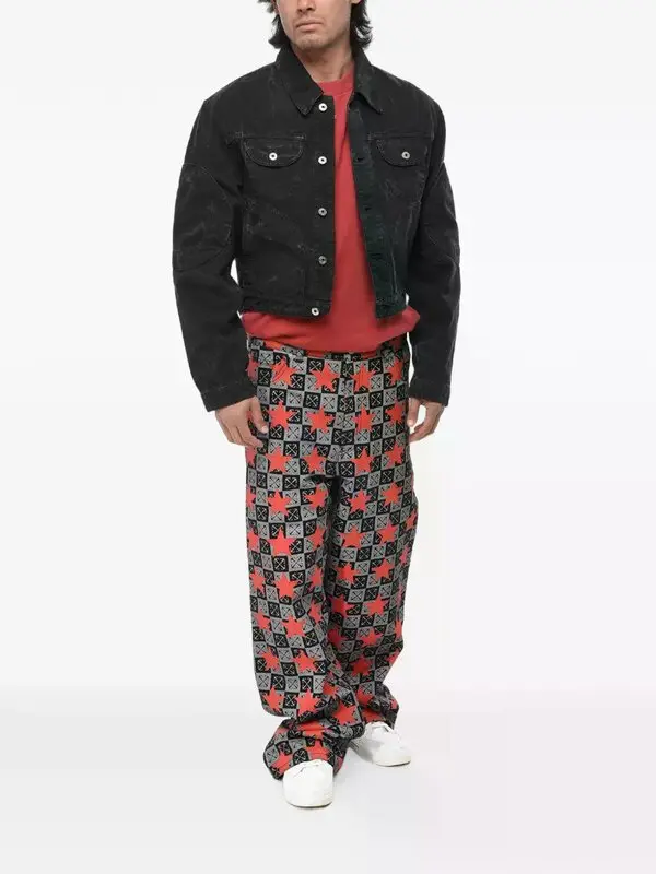 Off-White Garment-dyed Denim Jacket With Rear Zip Detail