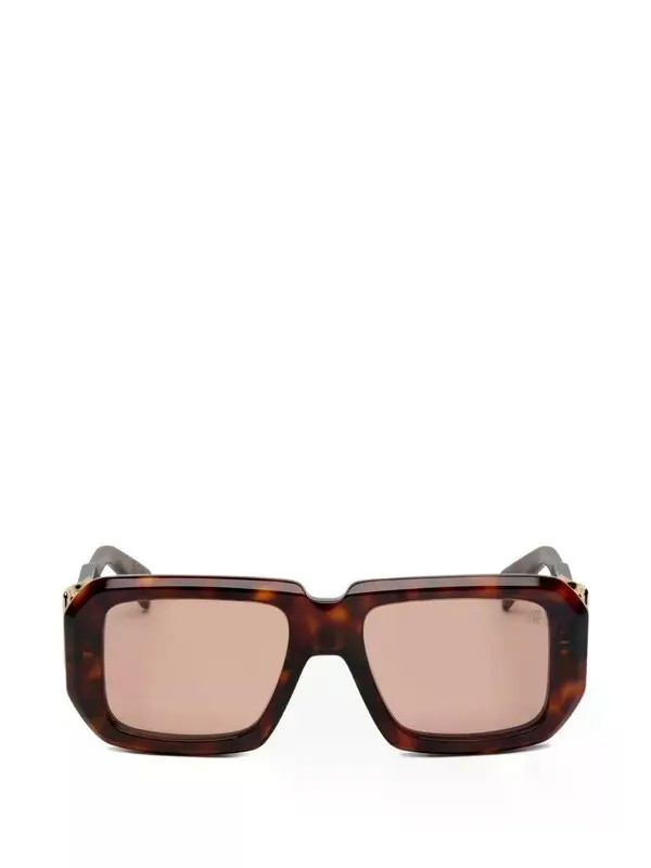 Balmain Rectangular Acetate Sunglasses With Gold Anthem Buckle