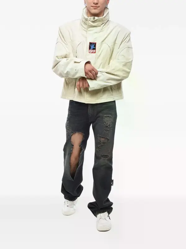 Off-White Hands Off Embroidered Ribbed-velour Jacket