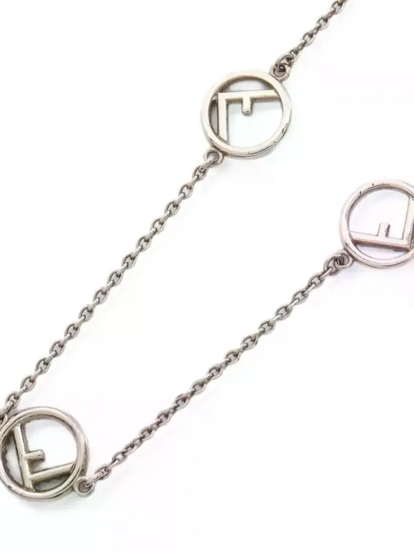 Fendi Tone Rhinestone Embellished "f Is" Logo Necklace