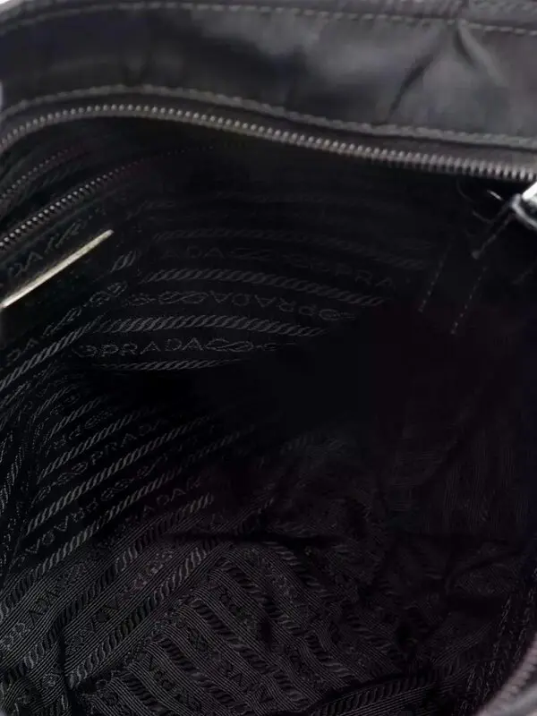 Prada 2000s Logo Plate Shoulder Bag - Black