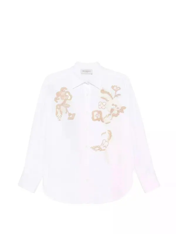 ERMANNO FIRENZE Embroidered Floral Long Sleeve Shirt - White