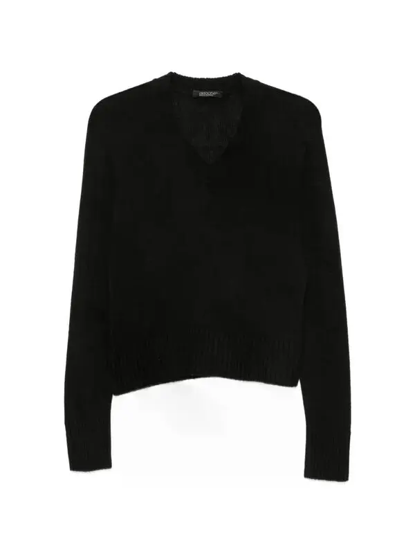 ARAGONA V-neck Ribbed Sweater - Black