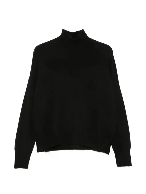 ARAGONA Roll Neck Sweater - Black