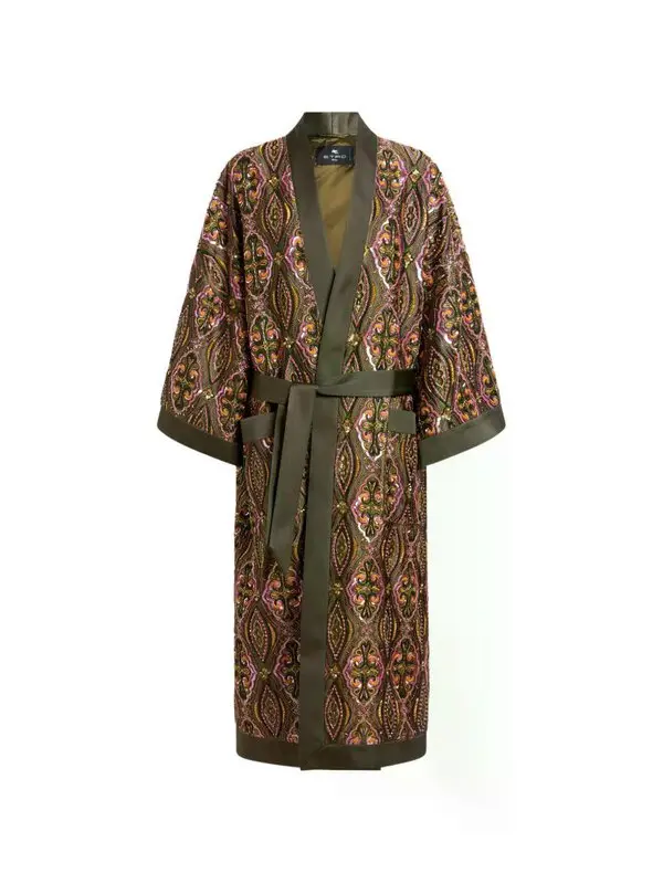 Etro Kimono Coat With Floral Medallion Embroidery And Beads