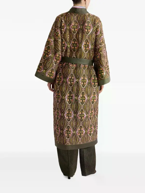 Etro Kimono Coat With Floral Medallion Embroidery And Beads