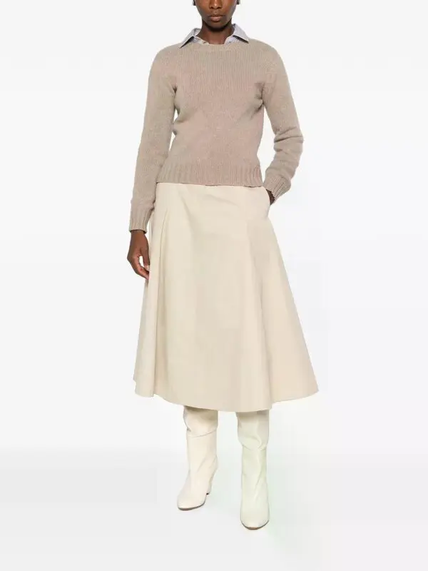 ARAGONA Long-sleeve Ribbed Knit Sweater - Neutrals
