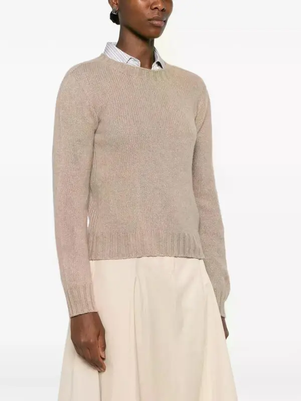 ARAGONA Long-sleeve Ribbed Knit Sweater - Neutrals
