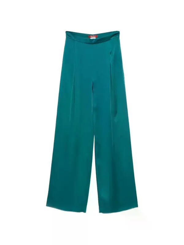 Max Mara Wide Leg Satin Finish Trousers - Blue