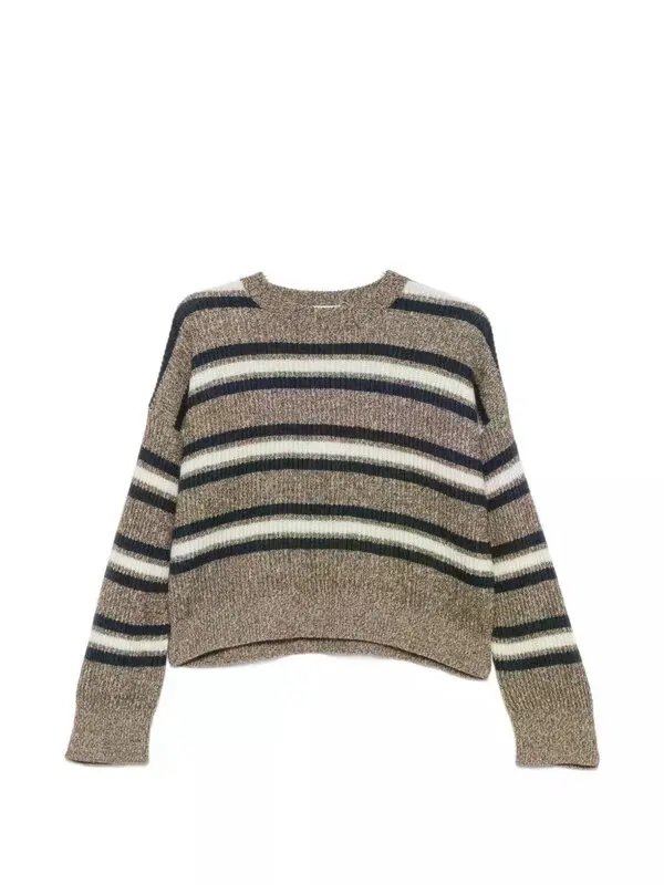 Brunello Cucinelli Striped Crew-neck Sweater - Brown