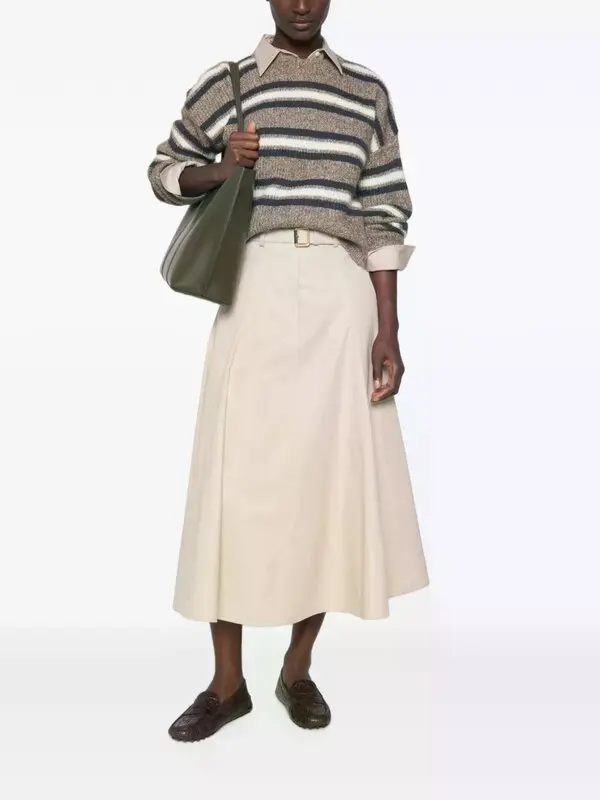 Brunello Cucinelli Striped Crew-neck Sweater - Brown
