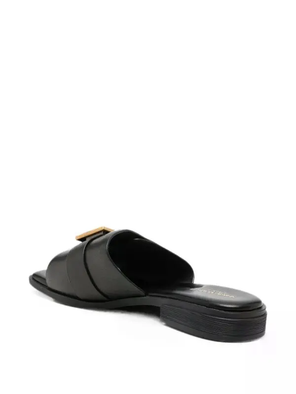 SERGIO MORETTI FIRENZE Buckle Detail Square-toe Flat Sandals