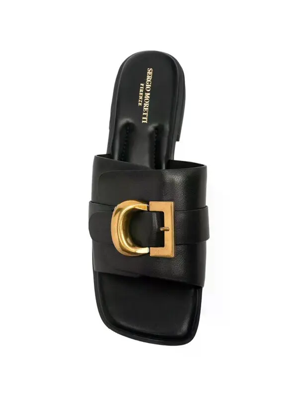 SERGIO MORETTI FIRENZE Buckle Detail Square-toe Flat Sandals