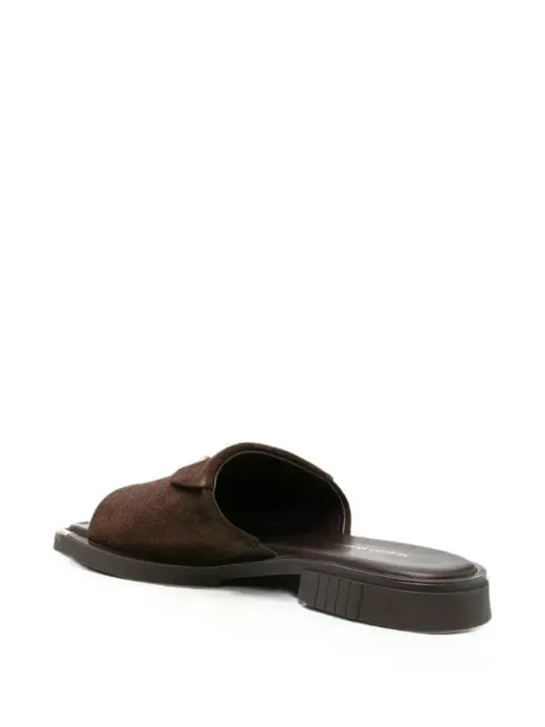 SERGIO MORETTI FIRENZE Logo Plaque Suede Sandals