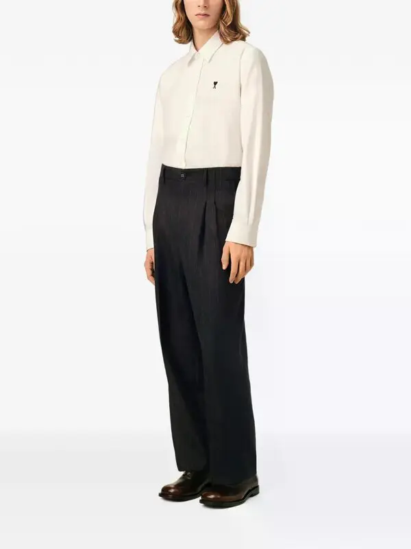 AMI Paris High-waisted Carrot-fit Striped Wool Trousers