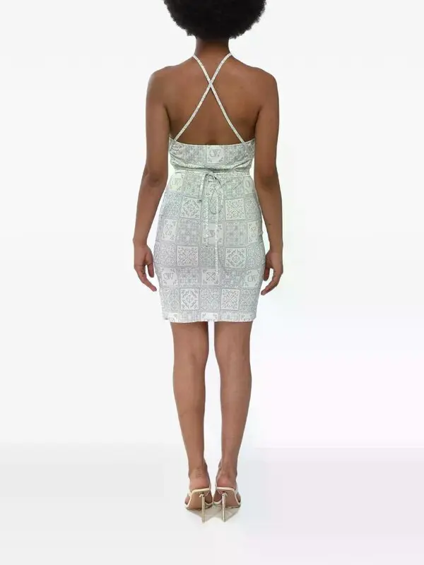 Off-White Maiolica Print Halterneck Dress