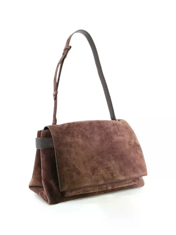 Brunello Cucinelli Monili-embellished Suede Shoulder Bag