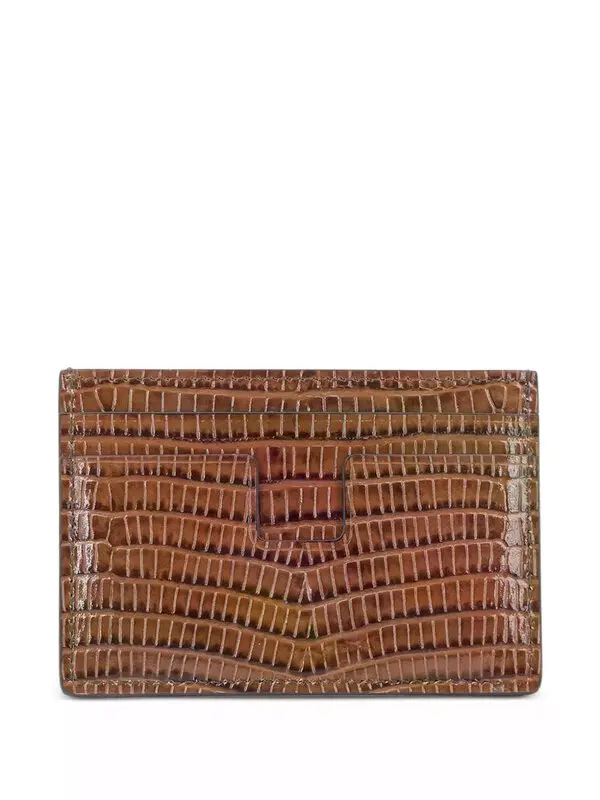 TOM FORD Printed Tejus T Line Classic Card Holder - Brown